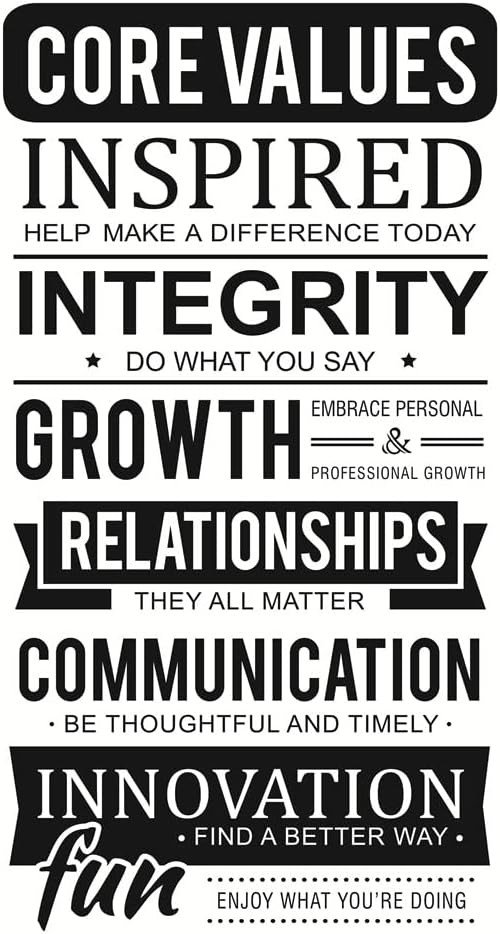 Amazon.com: UILMNIY Core Values Teamwork Quote Wall Sticker 24x41 Inch ...