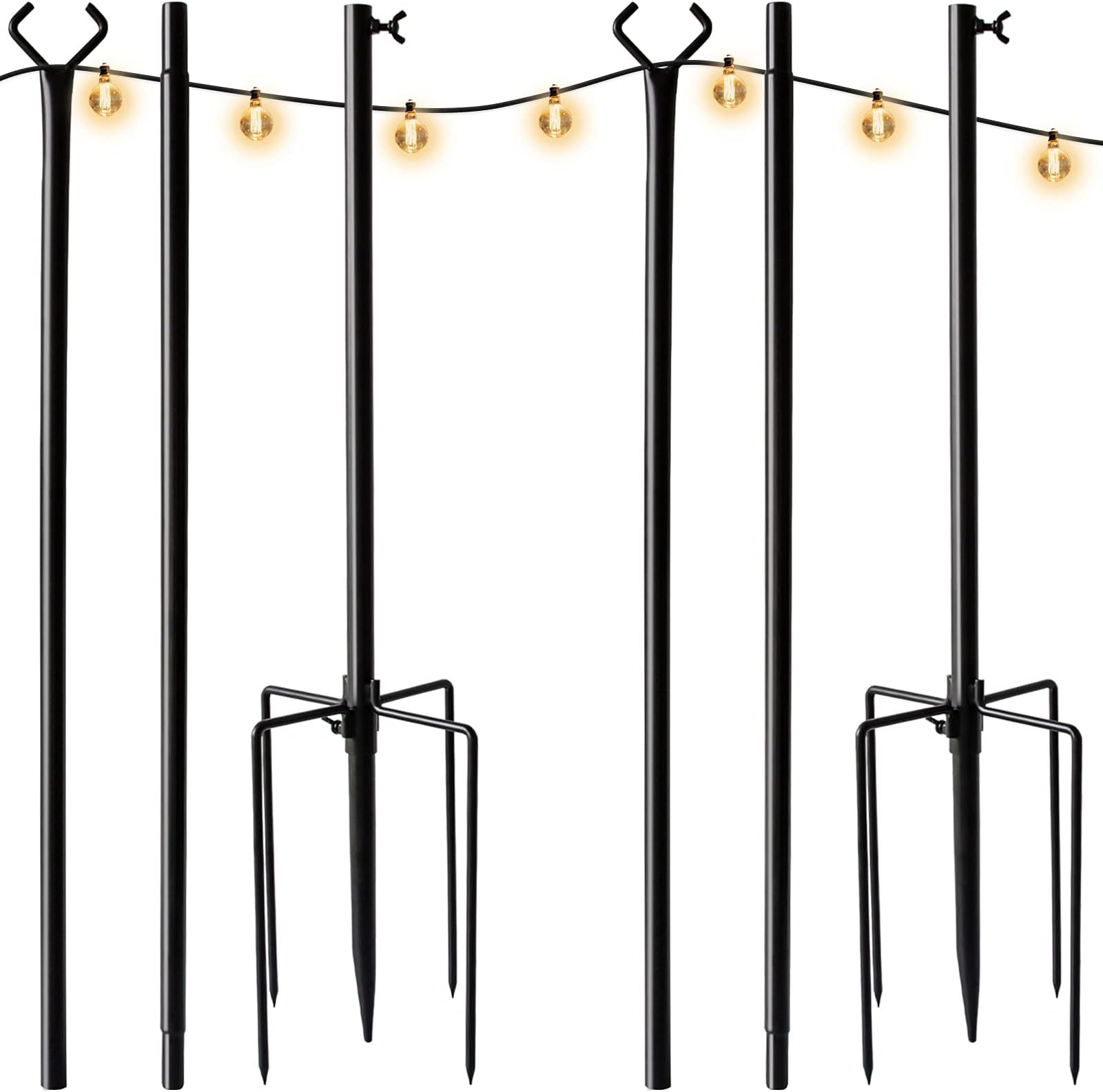 String Light Poles for Outside - 8.8 Ft Poles for Outdoor String Lights ...