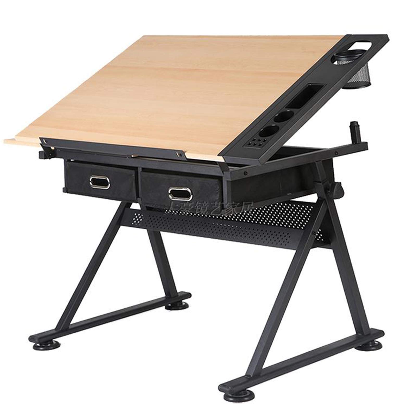 Height Adjustable Drafting Desk Tiltable Tabletop Drawing Table With 2 ...