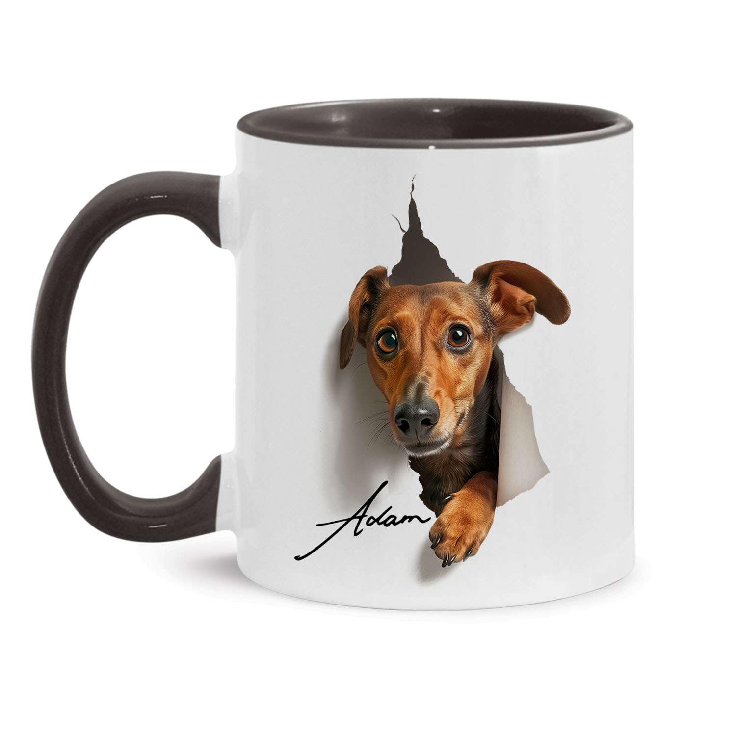 Amazon.com | Dog Through Hole Design Cup, Custom Name Dachshund Dog Mug ...