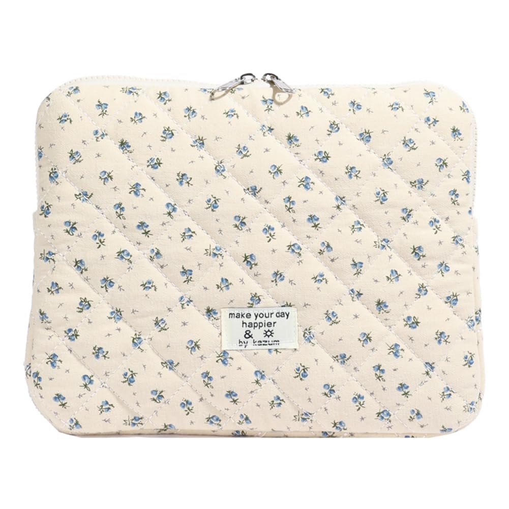 jingyuKJ Puffy Laptop Sleeve Floral Quilted Laptop Bag Aesthetic Laptop ...