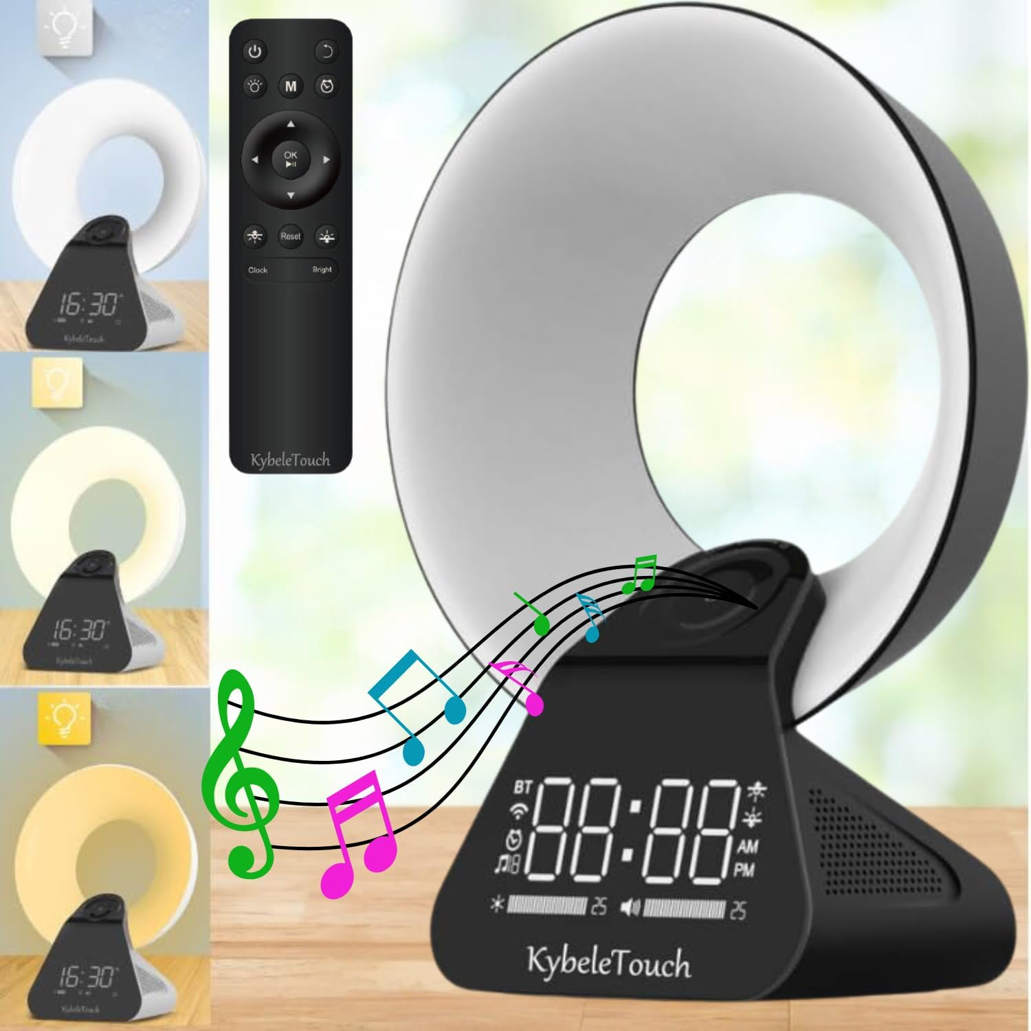 KybeleTouch SAD Lamp with White Noise,Sunrise/Sunset,Bluetooth Speaker ...