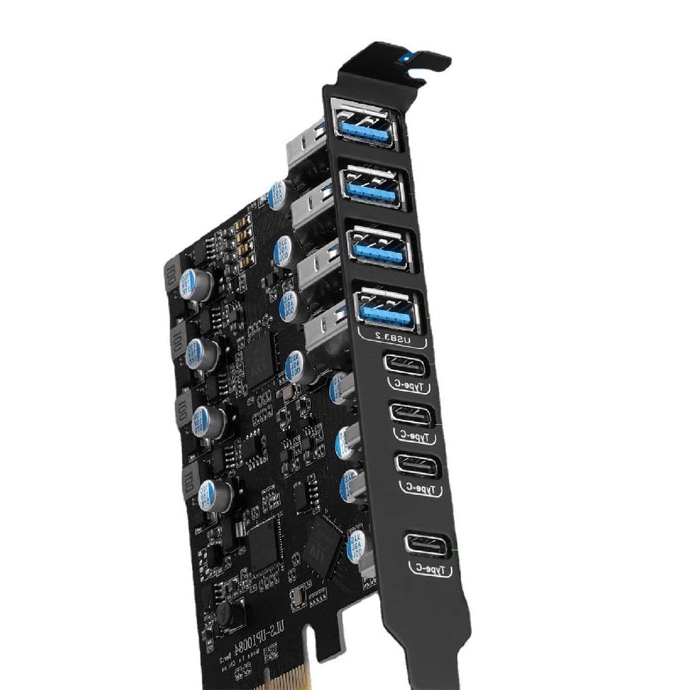 Amazon.co.jp: PCIE USB3.2 高速拡張カード 4x TypeC + 4x USB3.2 サポート PCI-E X16 ...