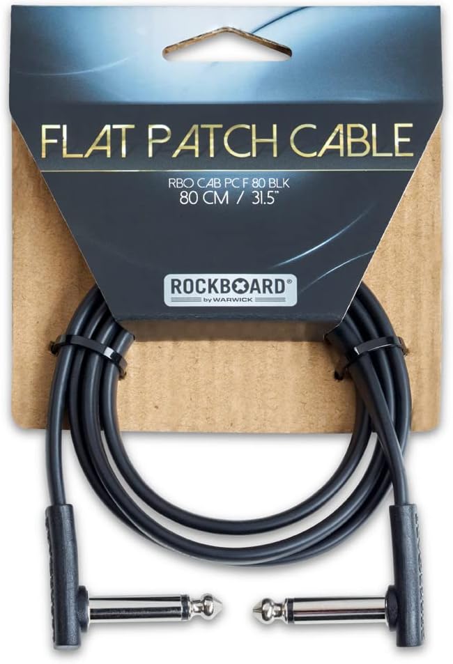 Amazon.com: RockBoard PC-F-80 FLAT Patch Cable black, 2x w/right angle ...