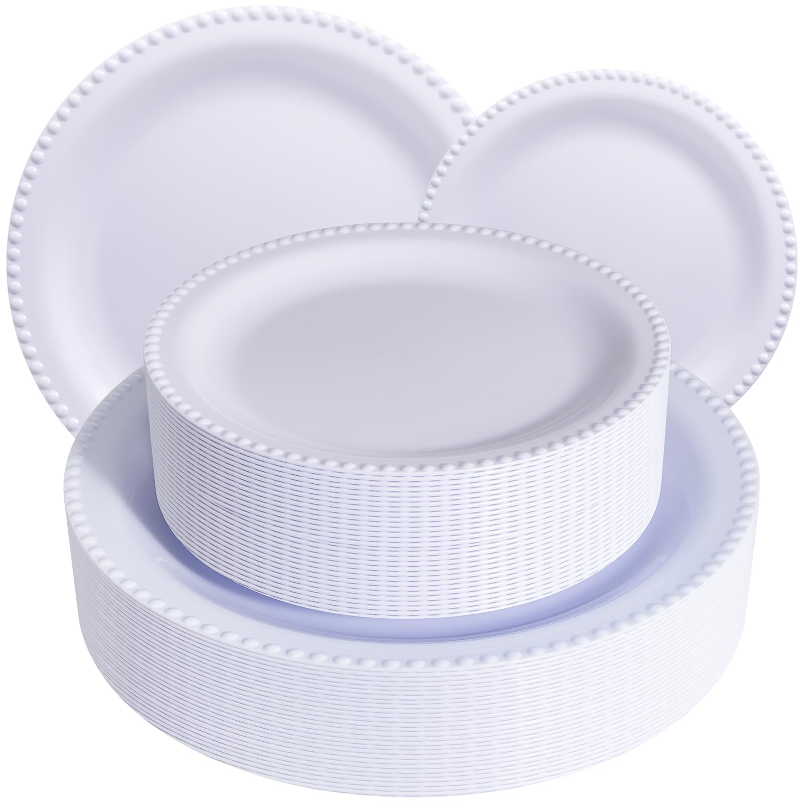 WELLIFE 60PCS White Plastic Plates, Heavy Duty Disposable Plastic ...