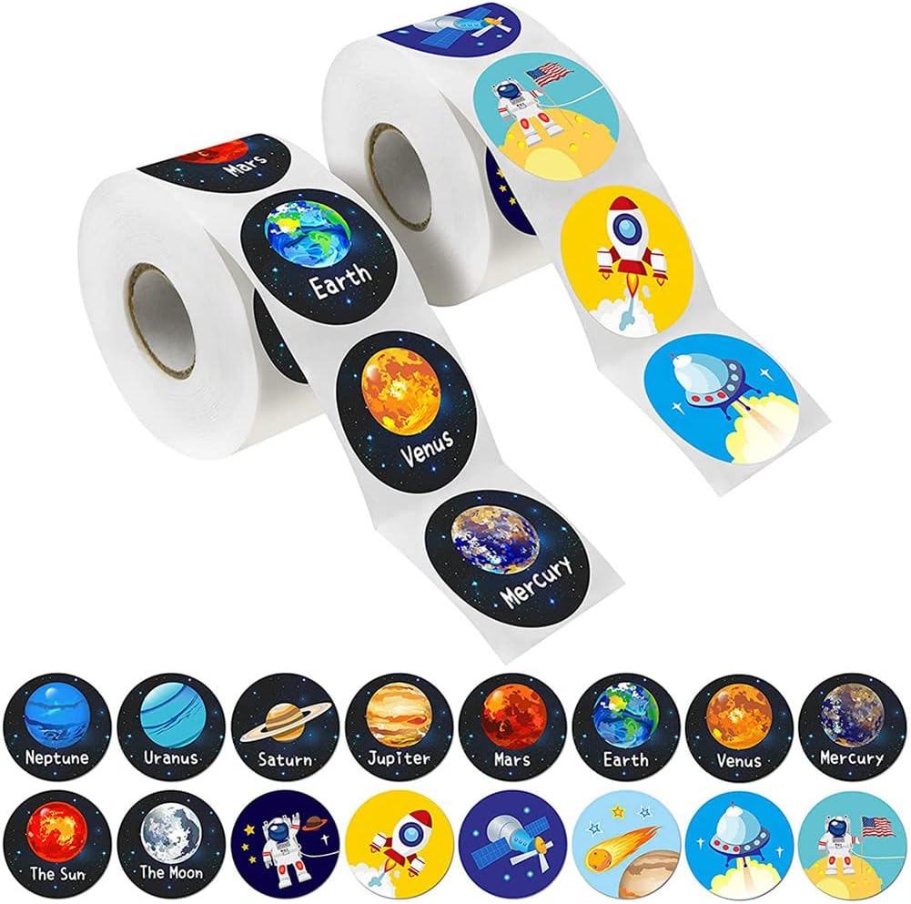 Amazon.com: 1000 Realistic Solar System Stickers for Kids - Outer Space ...
