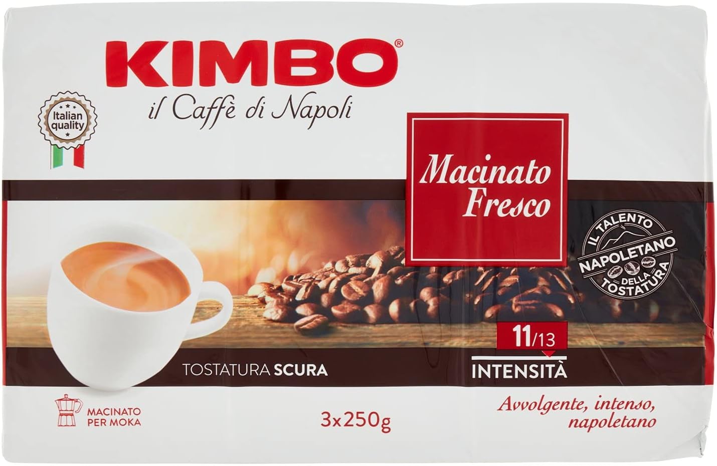 Kimbo Caffe' Macinato Fresco Gr 250 X 3, 750g : Amazon.it: Alimentari e ...