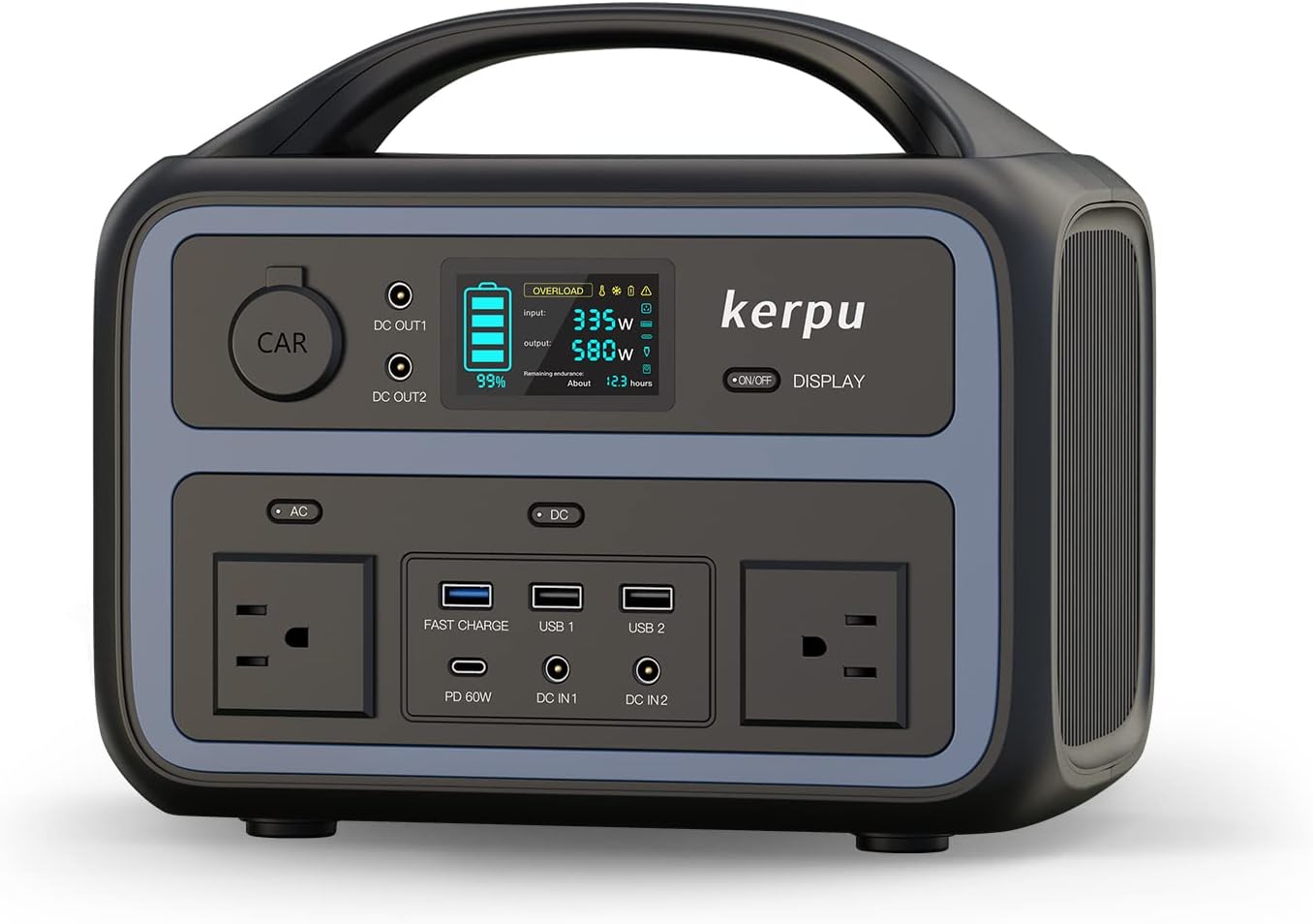 Kerpu Portable Power Station, 600Wh/160000mAh Generator, 600W Power ...