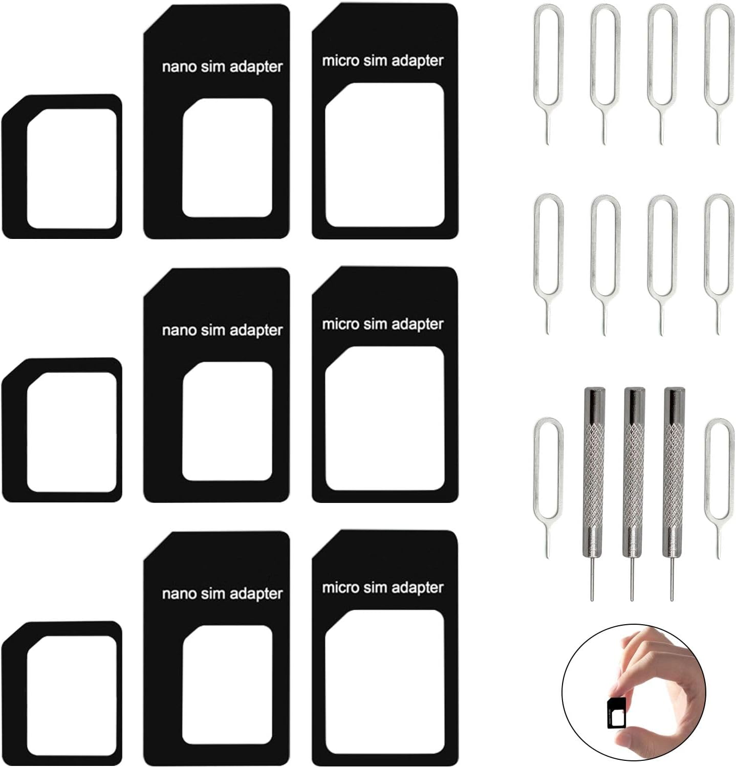 ZELHYEUU 3 in 1 Nano SIM Card Adapter, 5 Pcs Nano to Micro Sim Adapter ...