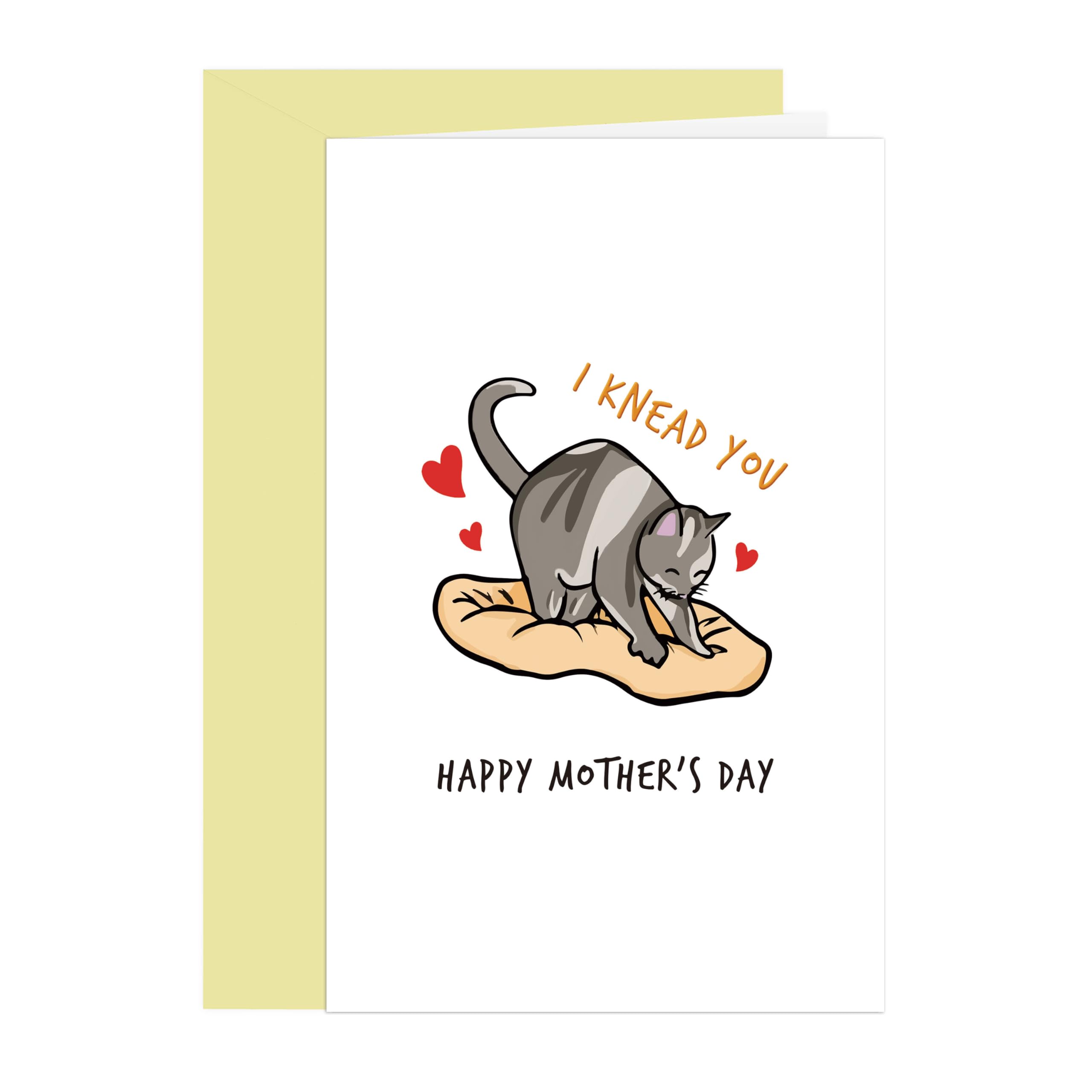 Amazon.com : Comting Cute Cat Knead Mother's Day Card, Funny I Knead ...