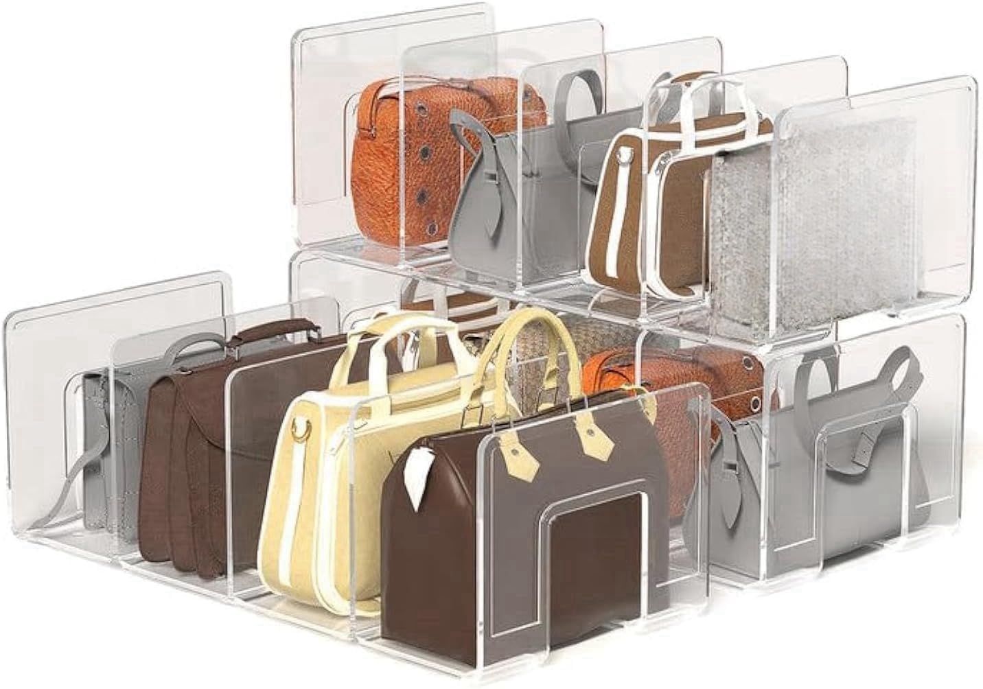 Amazon.com: frtzal Purse Handbag Organizer 4 Sections Bag Closet Shelf ...