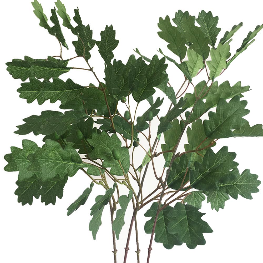 Amazon.com: Shirfloral 4Pcs Artificial Oak Tree Leaf Stems with Fruits ...