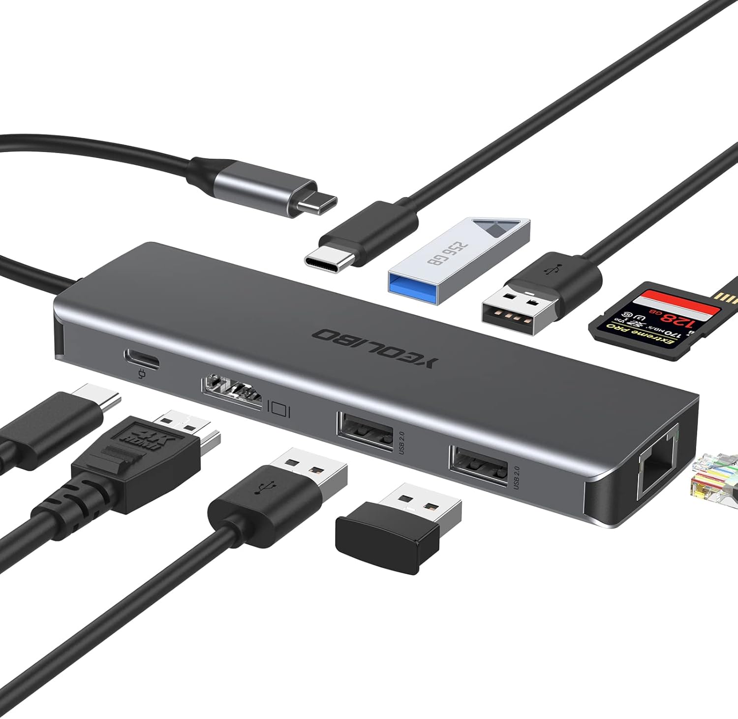 Amazon.com: USB C Hub, Yeolibo USB C Adapter, 10 in1 Multiport Adapter ...