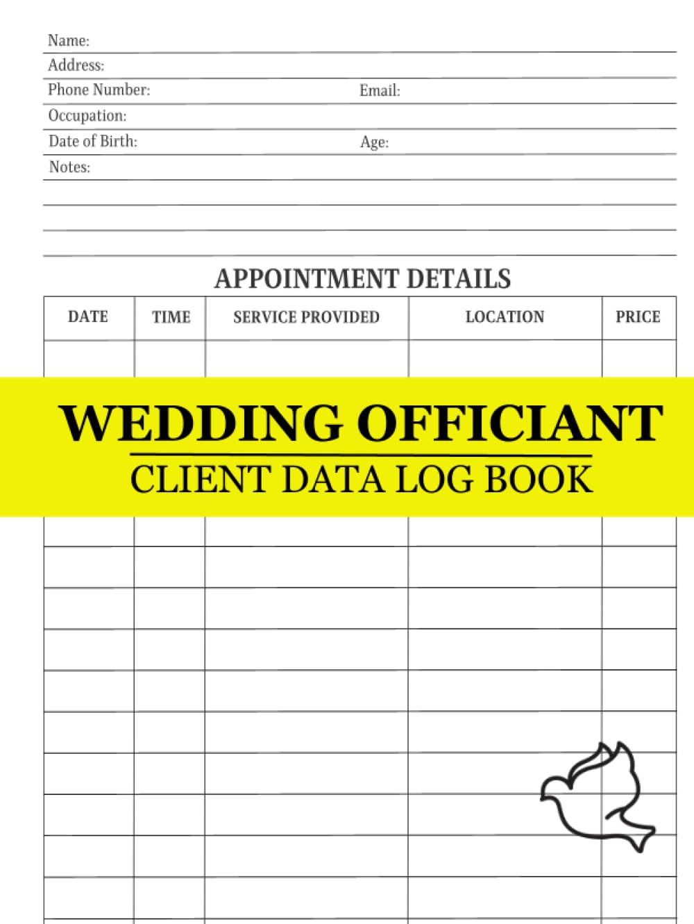 Wedding Officiant Client Data Log Book: Cute Logbook Gift for ...