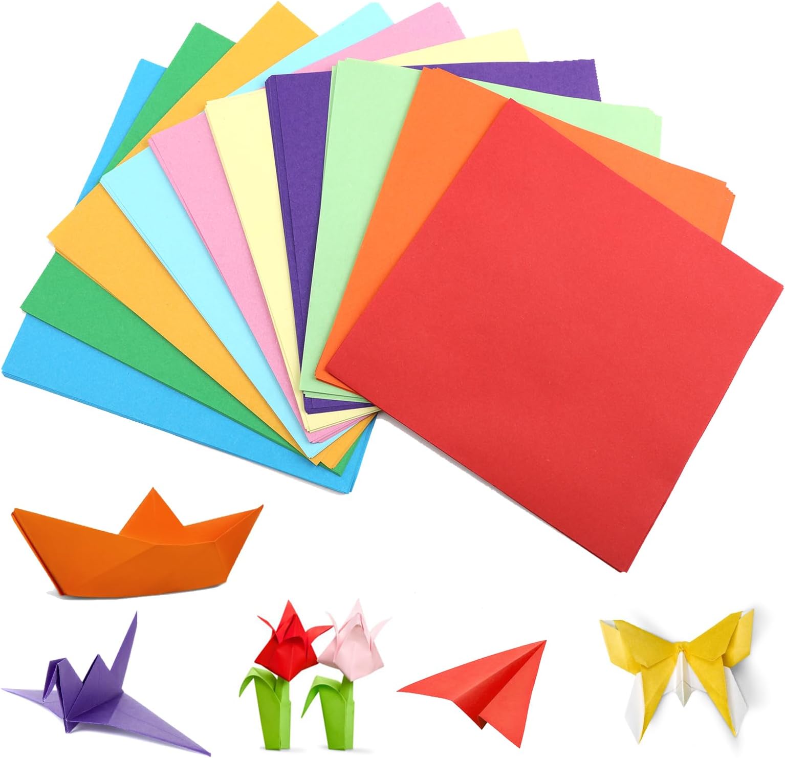 200 Sheets 10 Colors Coloured Paper, 15x15cm Origami Paper Square ...