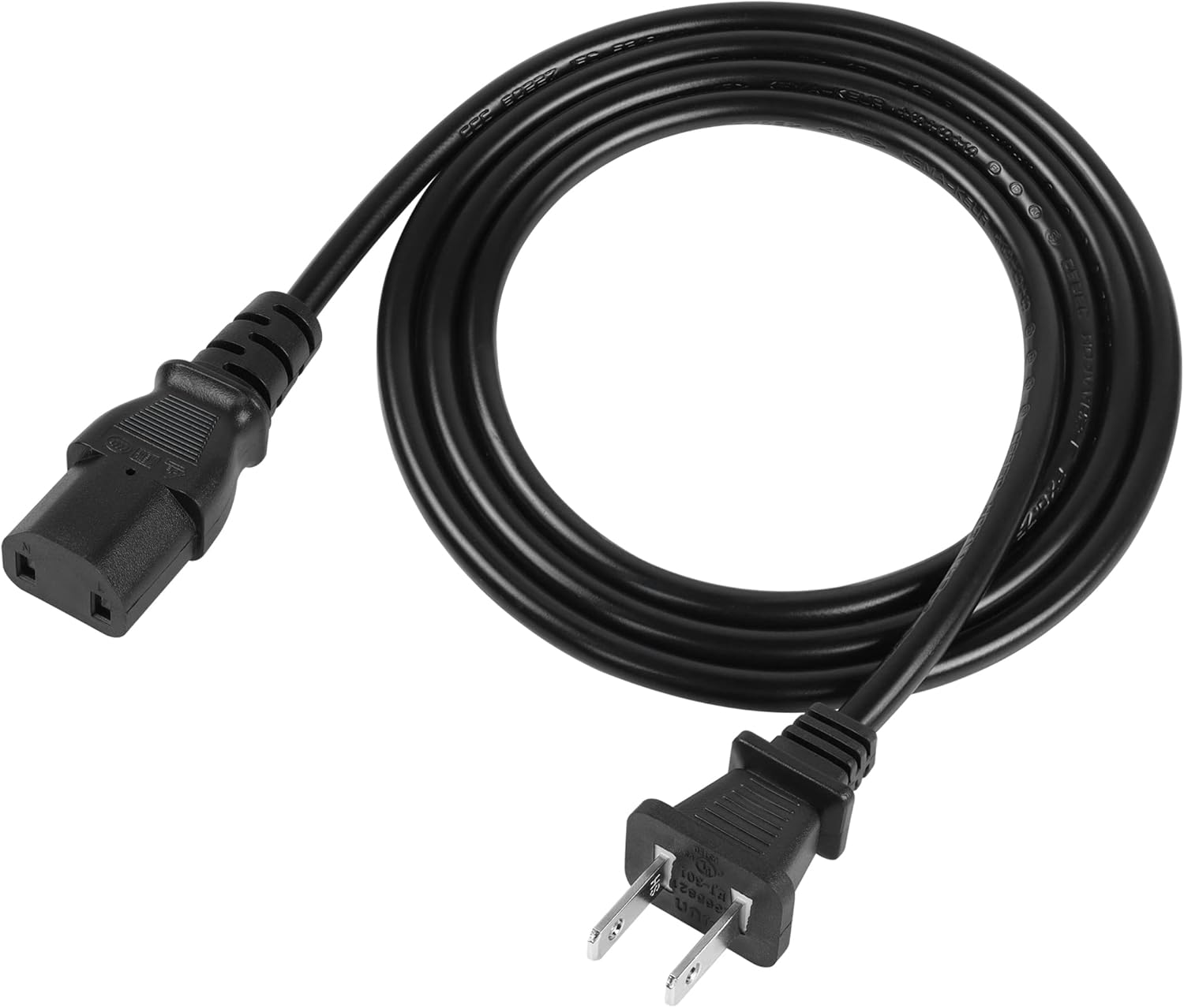 2 Prong AC Power Cord Cable YACSEJAO 4.9FT/1.5M 18AWG UL Listed 2 Prong ...