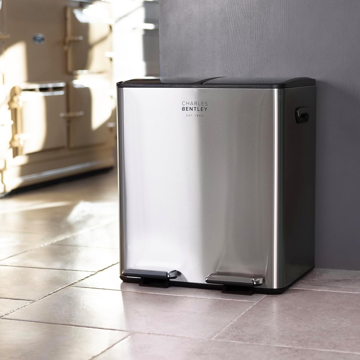 Charles Bentley 30L Double Compartment Kitchen Bin Stainless Steel ...