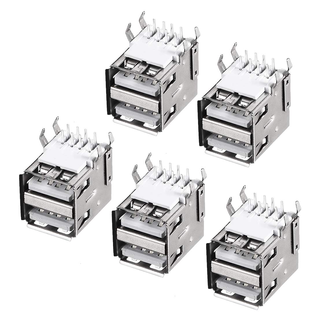 Amazon.com: uxcell PCB USB Connector Type-A Dual Port Female Jack 8 Pin ...