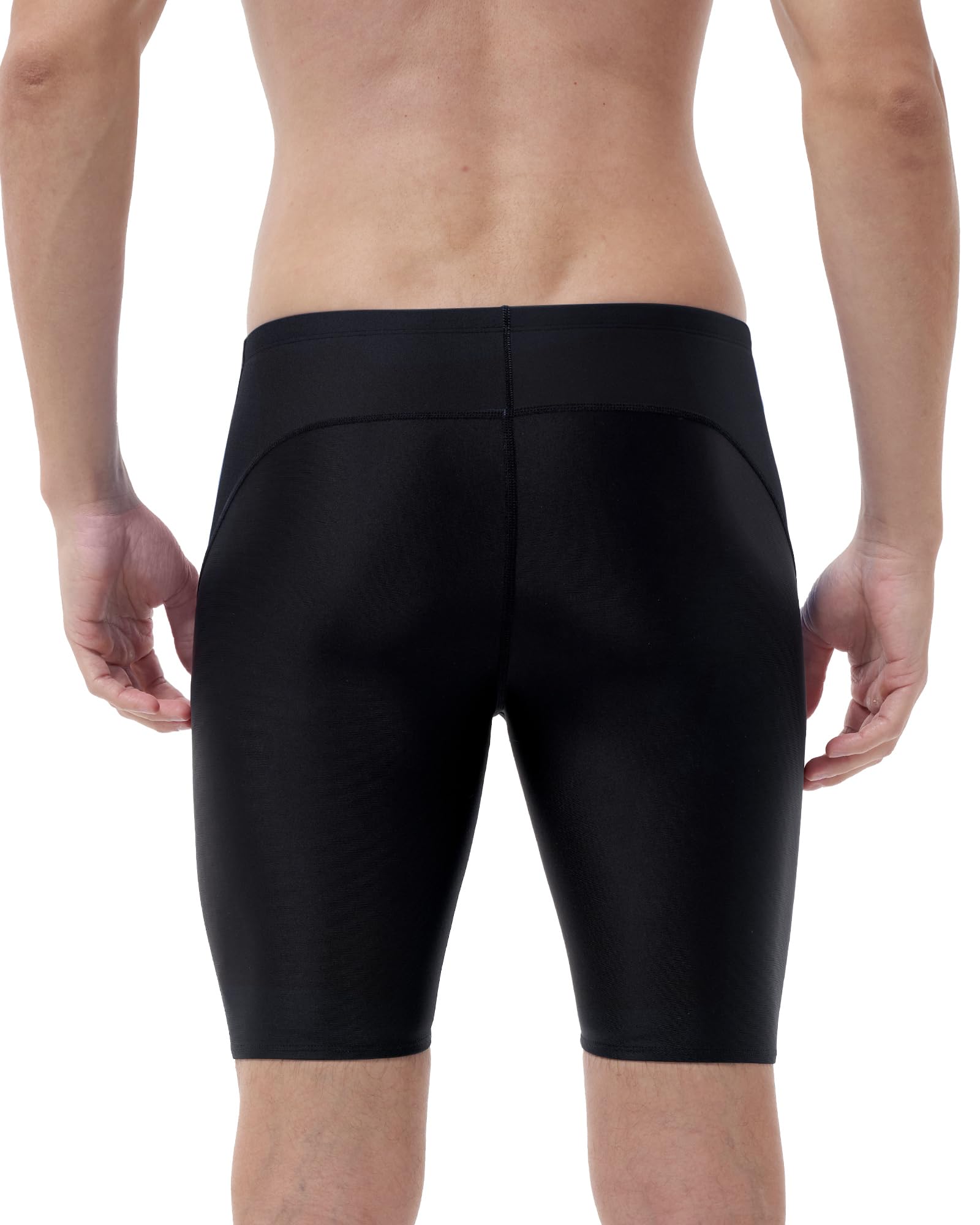 Snapklik.com : Swim Jammers For Men UPF 50+ Black Solid Swimming ...