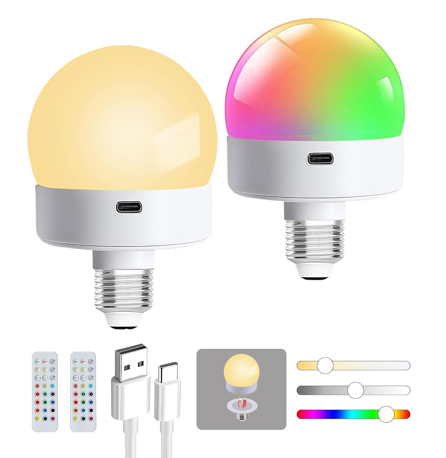 Focos LED E26, Focos Recargables para Casa, Bombilla Recargable con ...