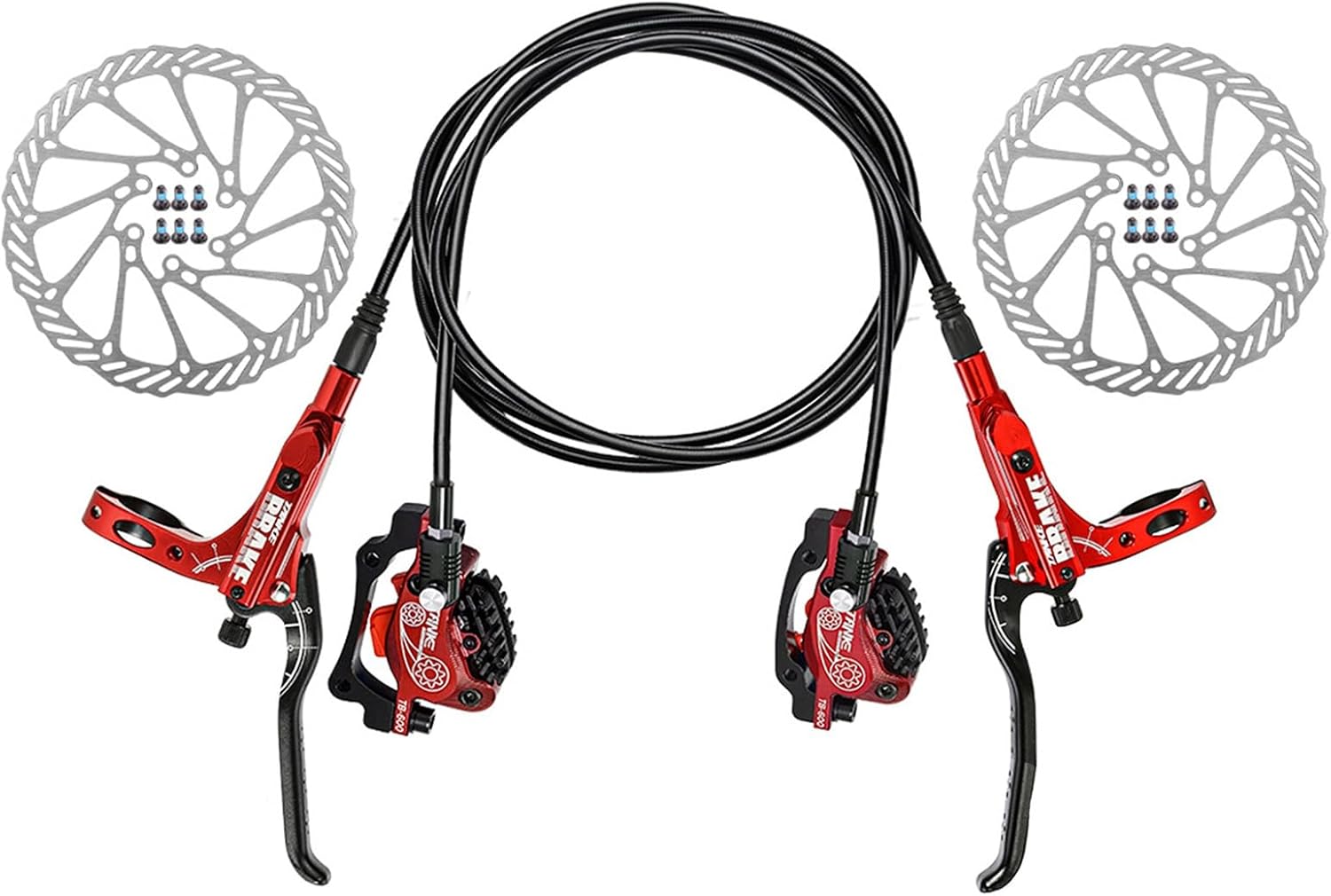 Mountain Bike Hydraulic Disc Brake Set 4 Piston Double Bilateral Brake Oil Pressure Brake High ...