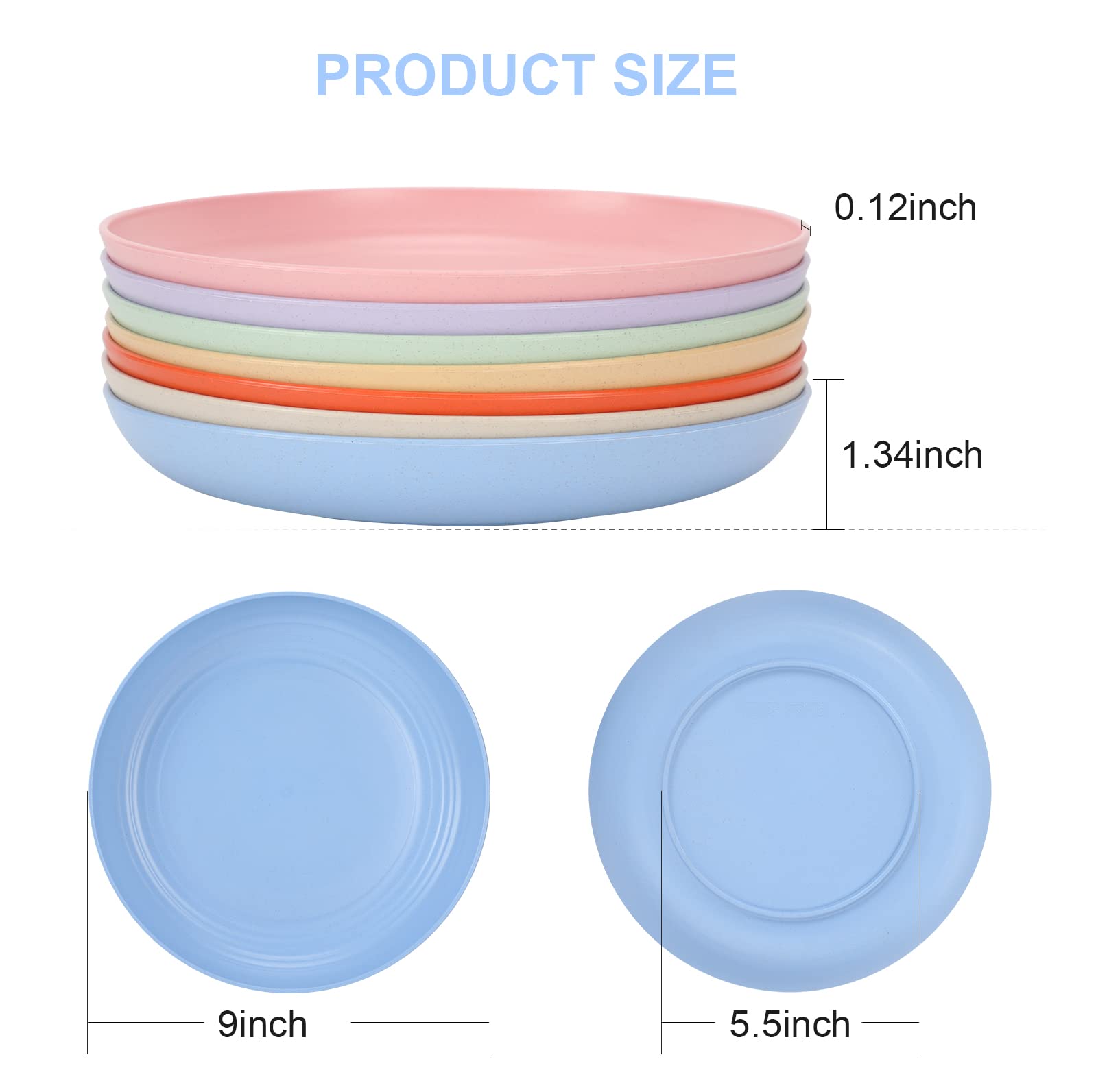 Snapklik.com : 14 Pack Plates Set, 9 Inch Wheat Straw Plates ...