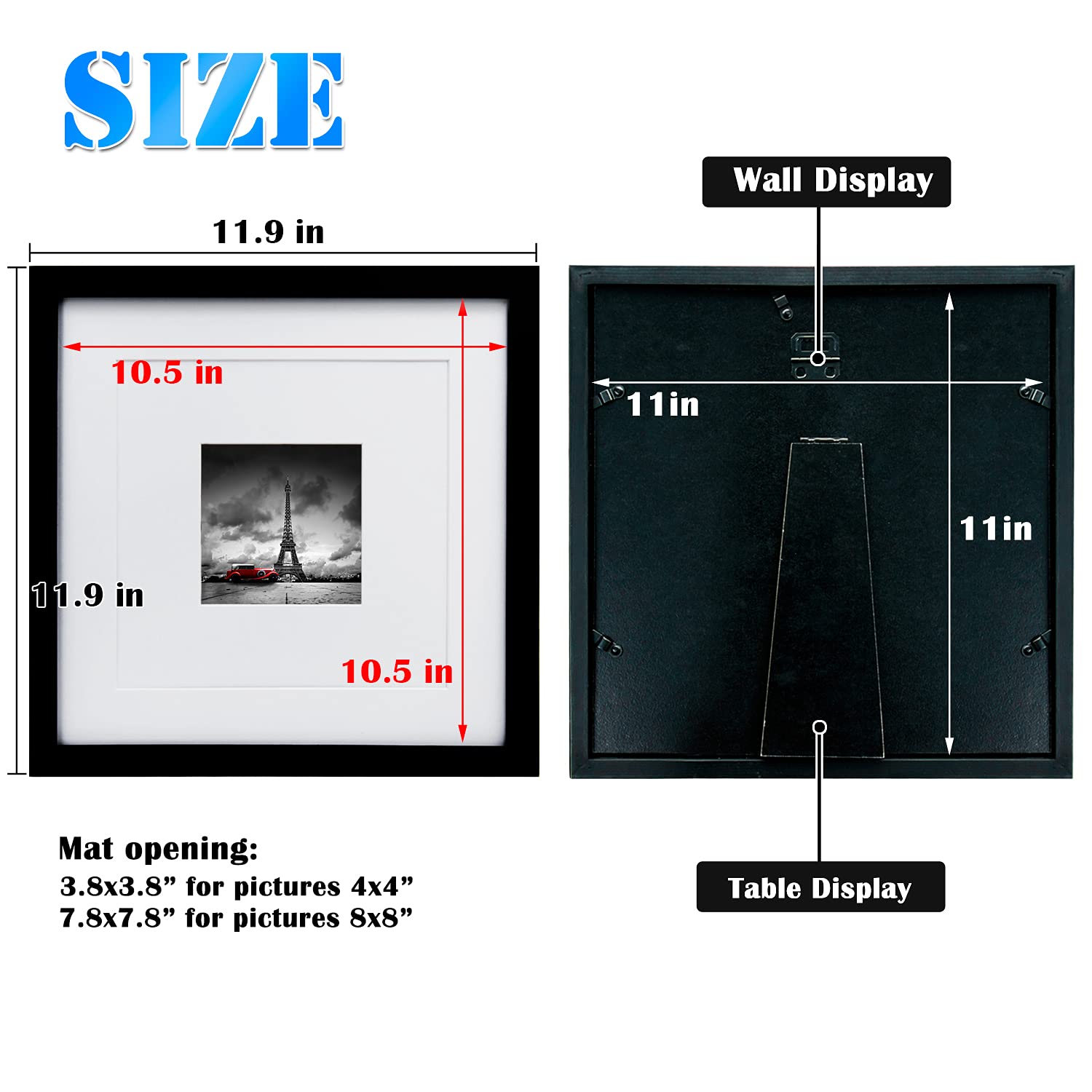 Egofine 11x11 Picture Frames 4 PCS, Made of Solid Wood Covered by ...