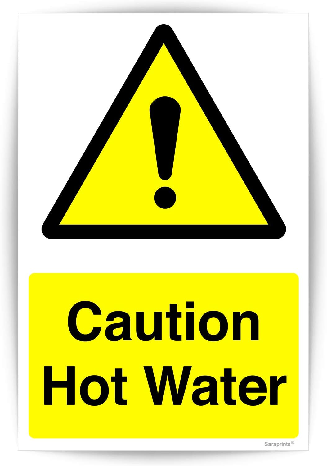 Caution Hot Water Safety Sign - Self Adhesive Sticker 100mm x 75mm ...