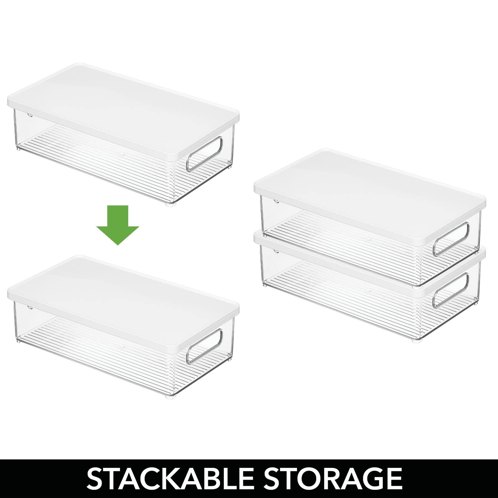 mDesign Small Plastic Stackable Bathroom Cabinet Storage Bin Box with ...