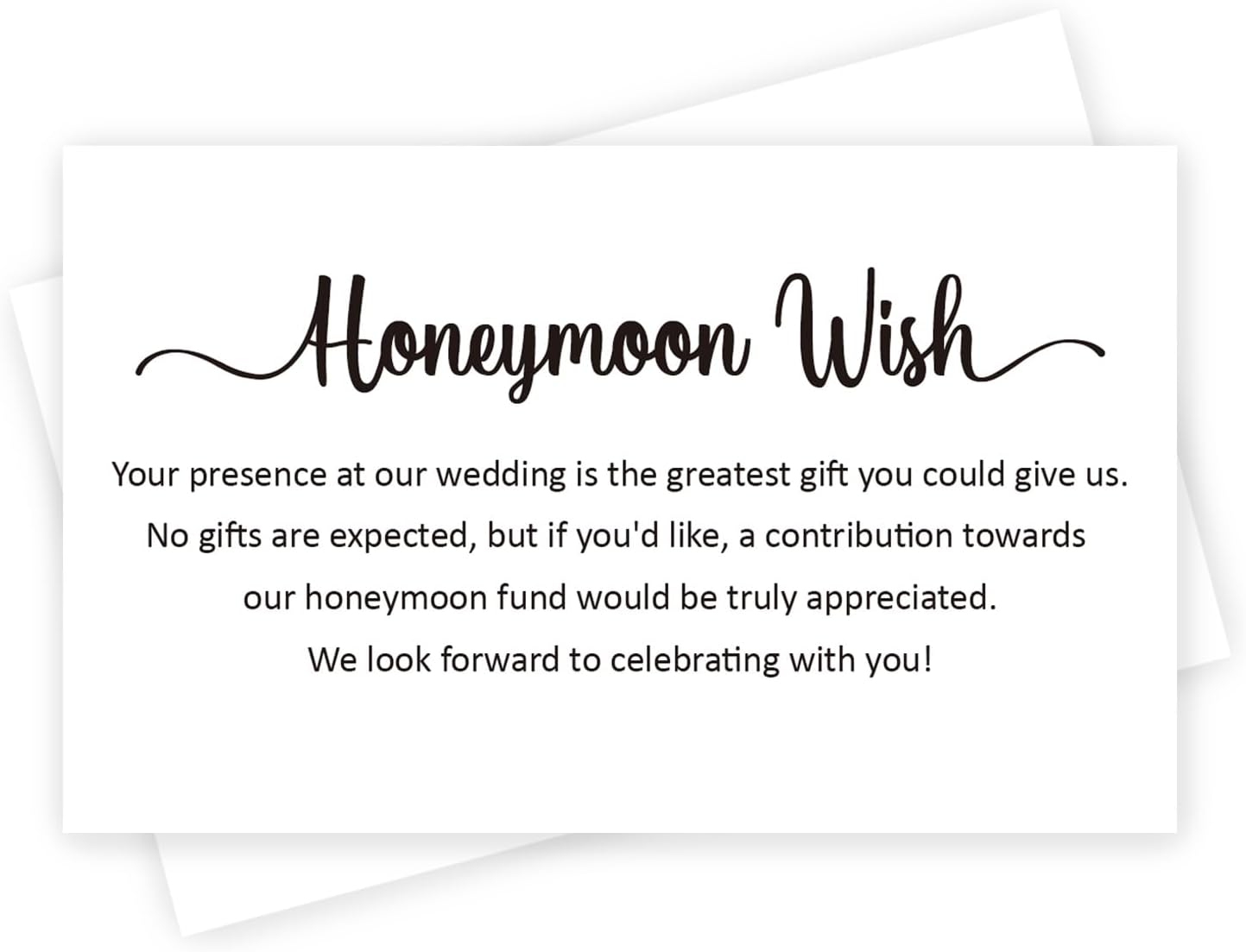 Amazon.com : KONKAVA 50 Honeymoon Wish Cards, No Gifts Request Wedding ...