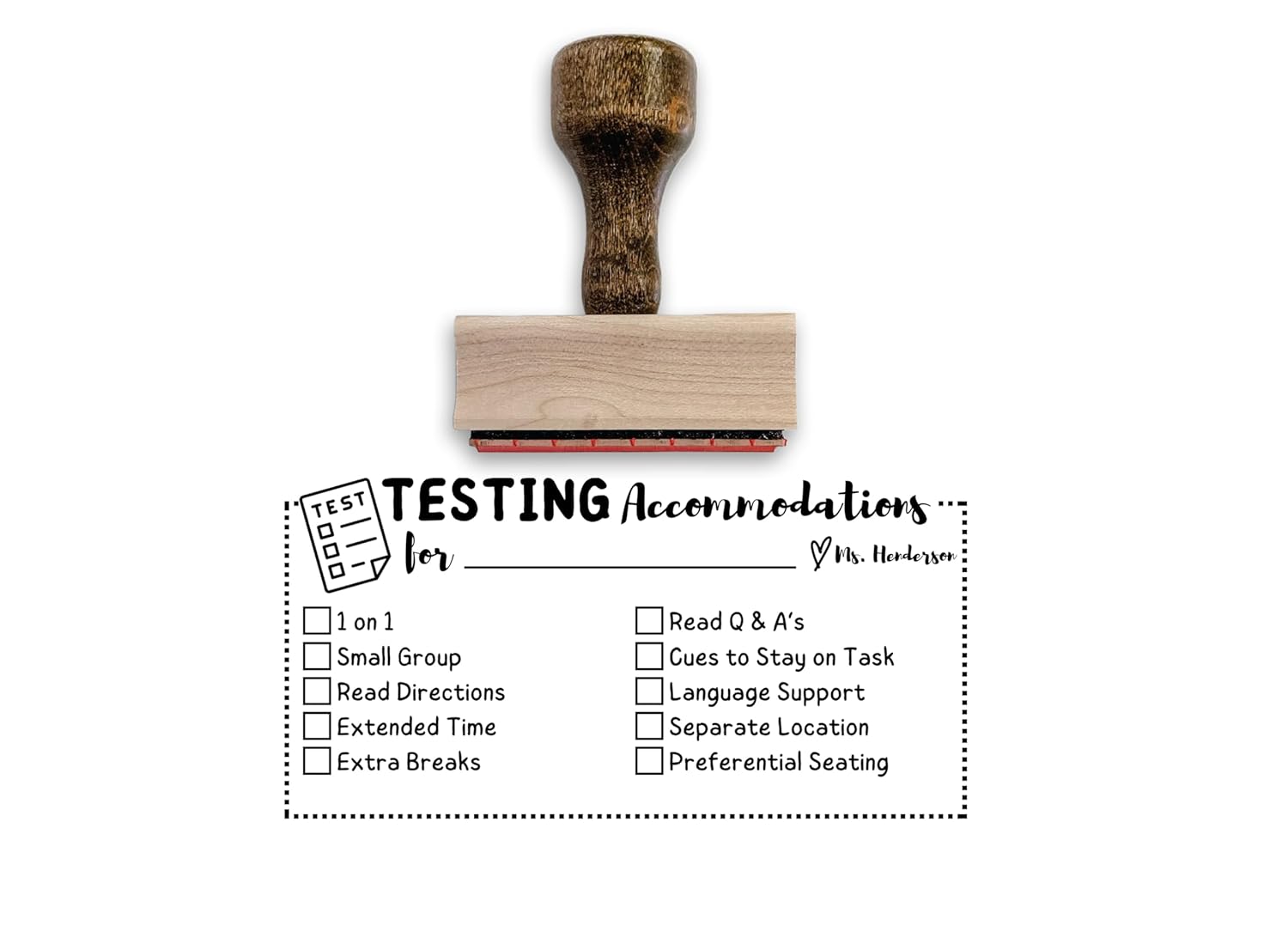 Amazon.com: Testing Accommodations Checklist Self-inking, Wood Handle ...