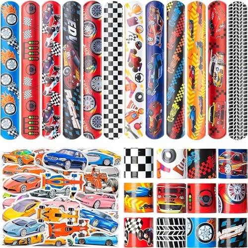 Snapklik.com : 74PCS Racing Car Slap Bracelets 50PCS Race Car Stickers ...