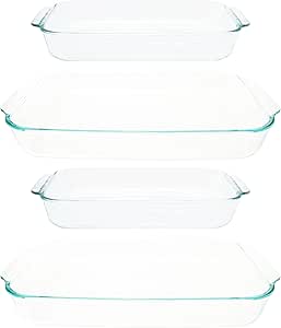 Amazon.com: Pyrex (2) 233 3qt and (2) 232 2qt Rectangular Glass Baking ...