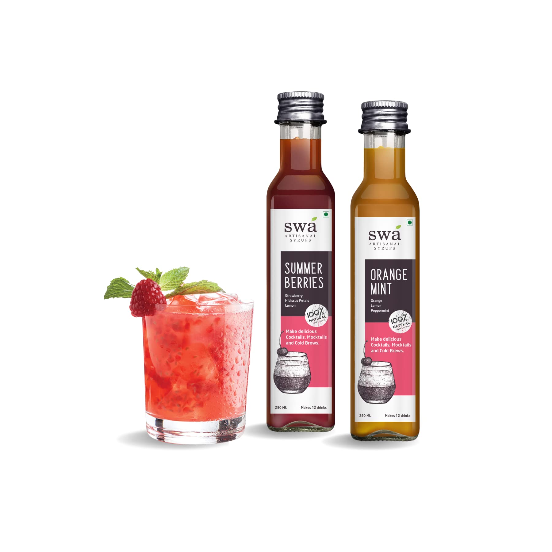 Swa Artisanal Syrups - Mocktails & Party Drinks Mixer Combo, 100% ...