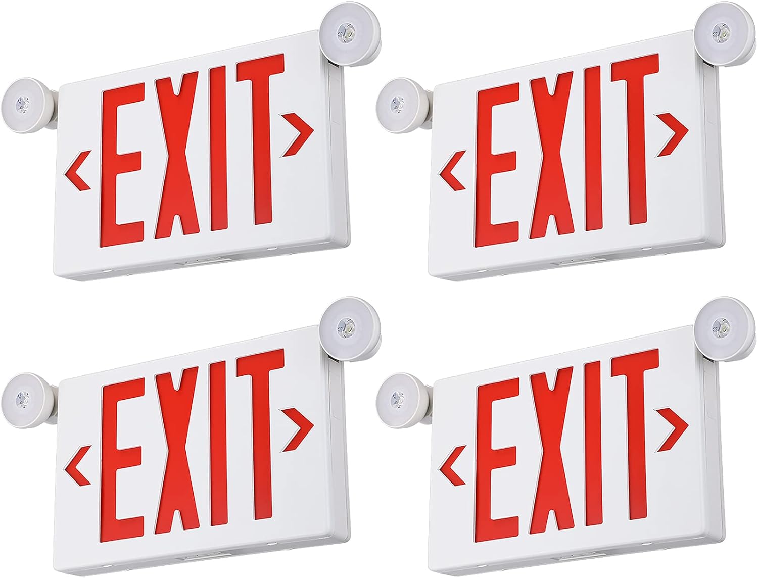 TORCHSTAR Red LED Exit Sign with Emergency Lights, Two Adjustable Head ...
