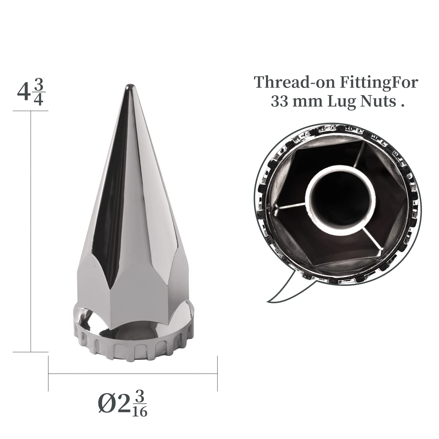 Spike Lug Nut Covers 1-1/2" X 4-1/8" CHROME PLASTIC SPIKE NUT COVERS ...