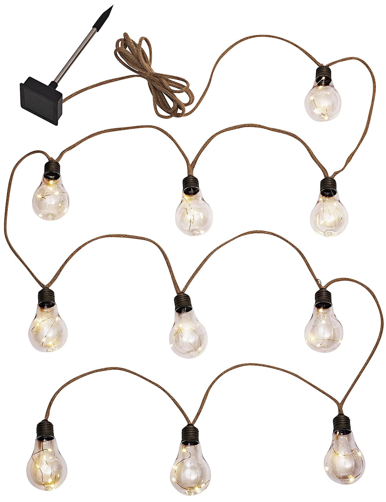 Solar Outdoor String Lights, 10Ft Vintage Rope Hemp Solar Patio Lights ...