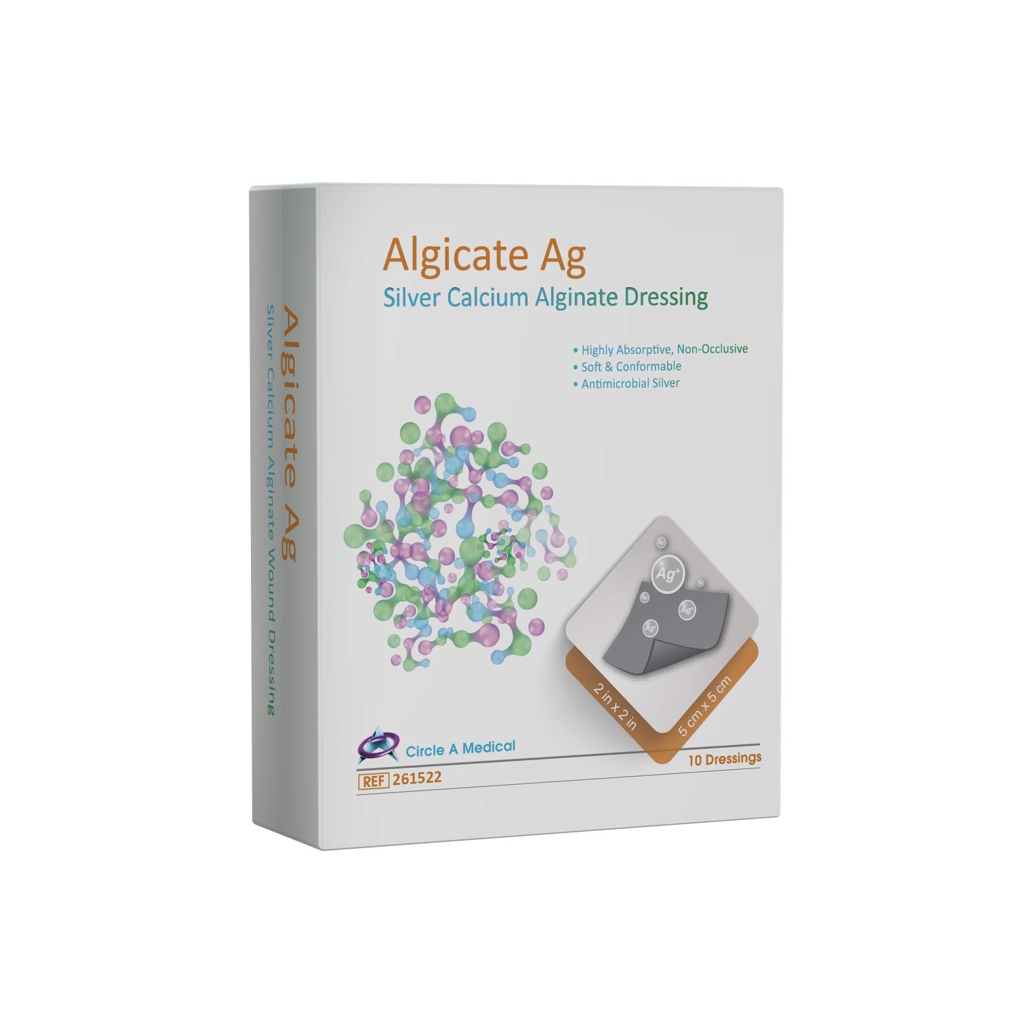 Buy Algicate Ag Silver Calcium Alginate Wound Dressing (2" x 2" 10/Box ...