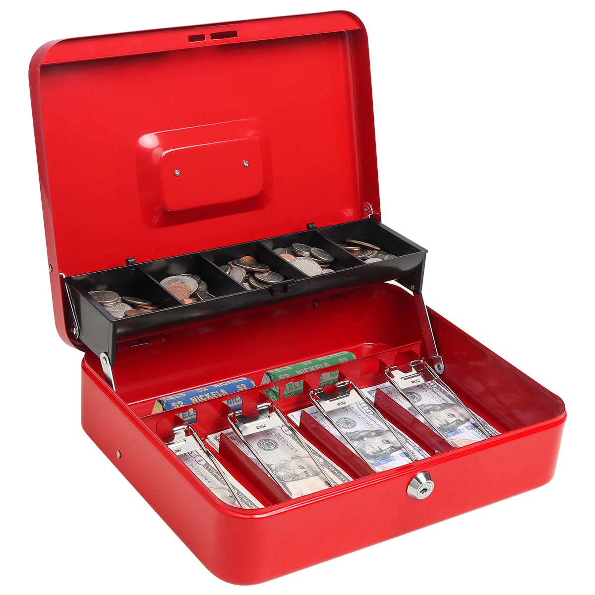 Amazon.com : Cash Box with Money Tray and Key Lock, Parrency Large ...