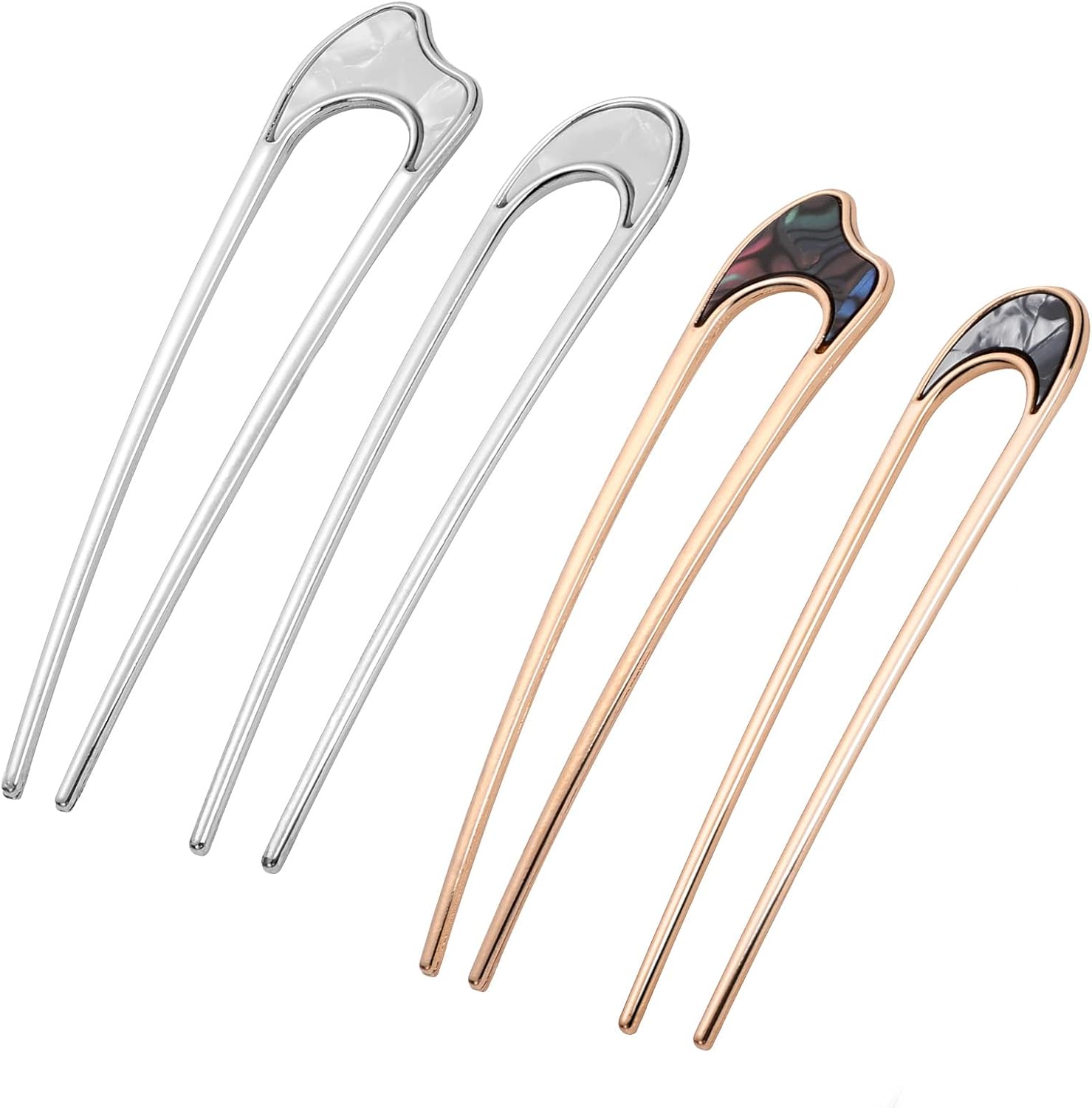 WLLHYF 4 Pieces French Hair Pins U Shaped Hair Clips Metal French U ...