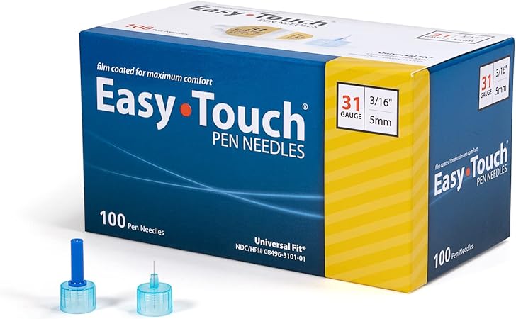Amazon.com: Easy Touch Insulin Pen Needles 31G, 3/16-Inch (5mm), Box of 100 : Health & Household