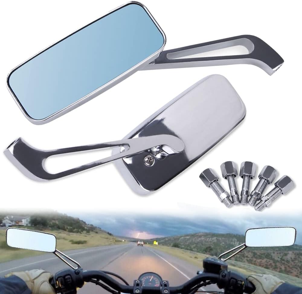 Amazon.com: OUMURS Motorcycle Rear View Mirror 8mm/10mm Rectangle ...