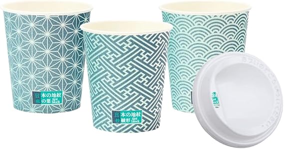 Amazon | サンナップ 300組 蓋付き 和柄 紙コップ 地紋柄 205ml 7oz ふたセット 【 7オンス 和風 地紋カップ ドリンキングリッド C20100JMN CR2060AK ...