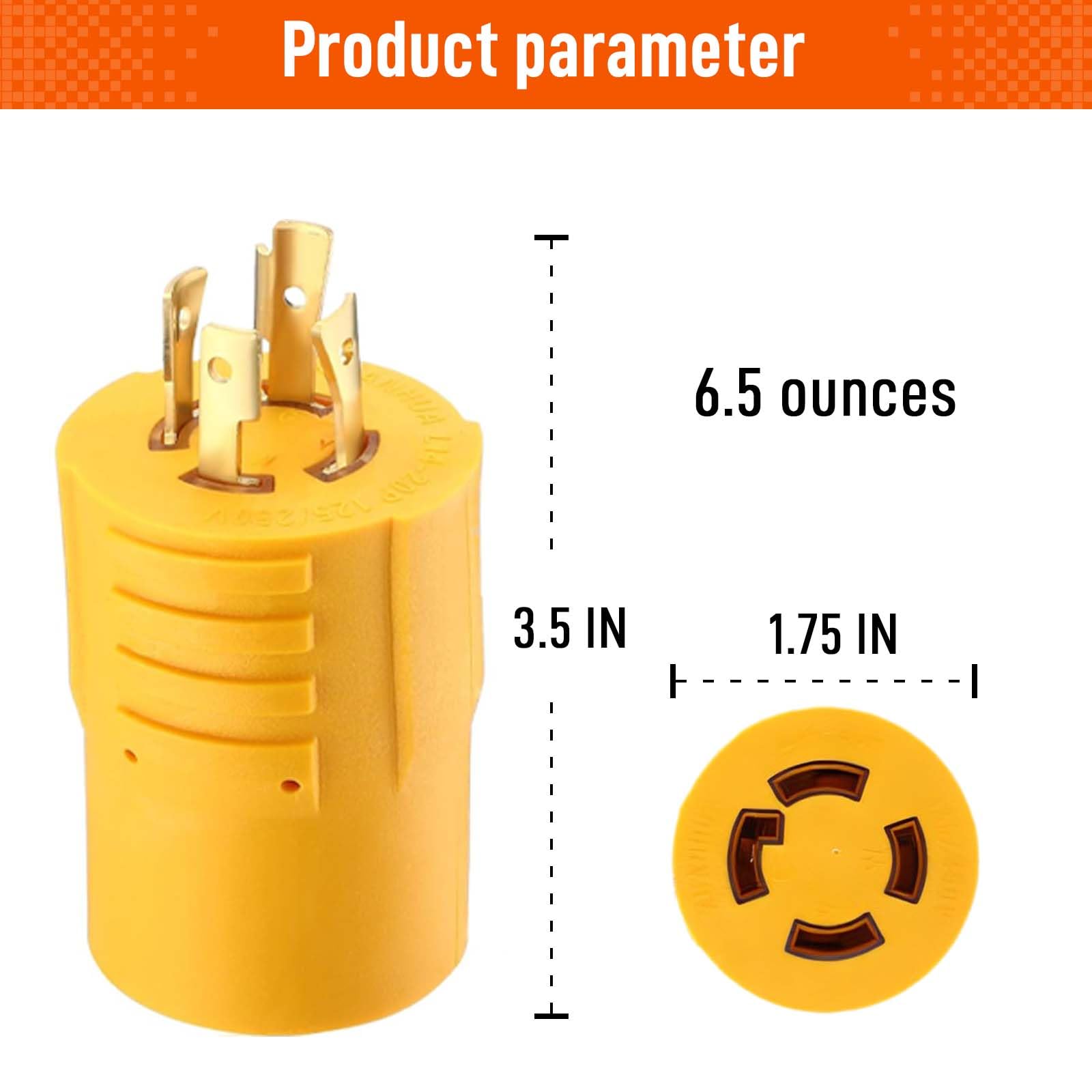 Snapklik.com : NEMA L14-20P To L14-30R, 4 Prong Locking Plug, 20Amp To ...