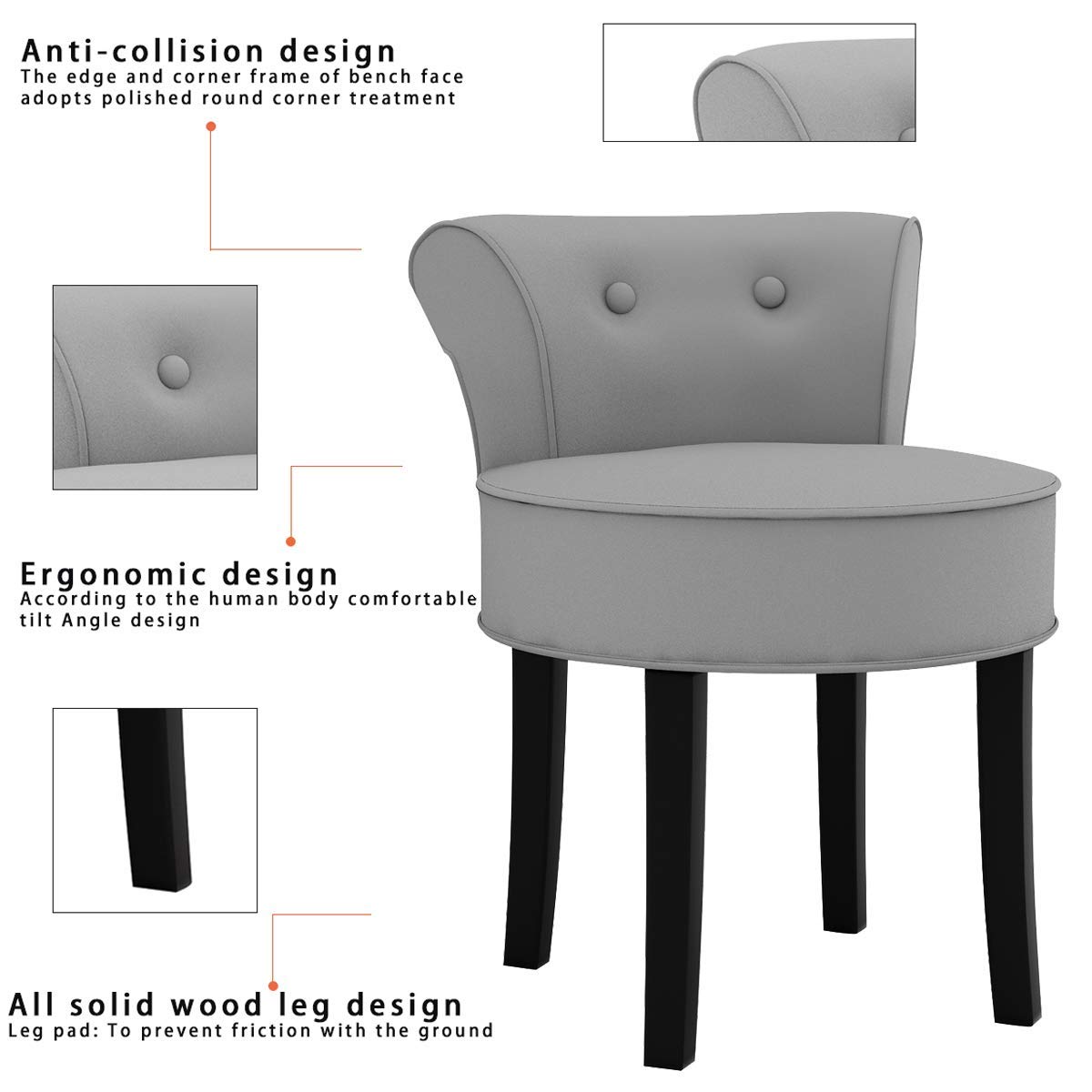 Vanimeu Grey High Back Vanity Dressing Table Chair Ergonomics Bedroom vanimeu-grey-high-back-vanity-dressing-table-chair-ergonomics-bedroom