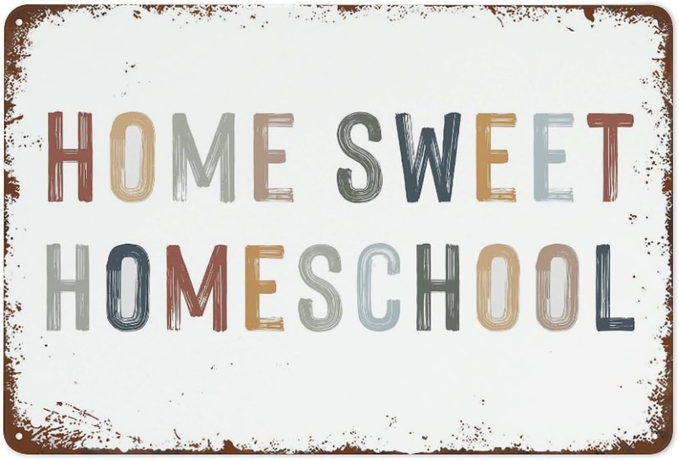 Amazon.com: Funny Vintage Tin Metal Sign Home Sweet Homeschool Sign ...