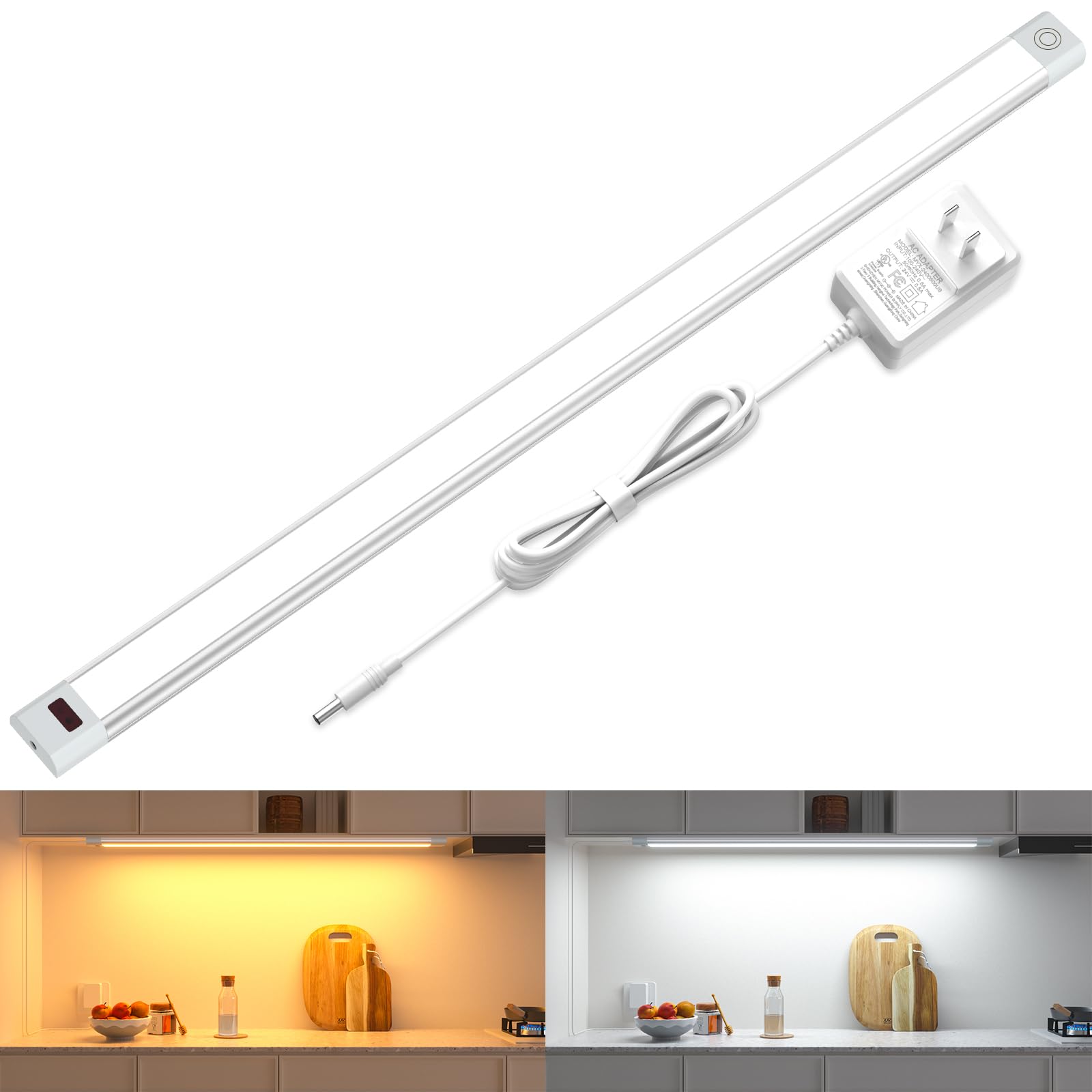 Hensam Hand Wave Activated Under Cabinet Light, Cool Warm White ...