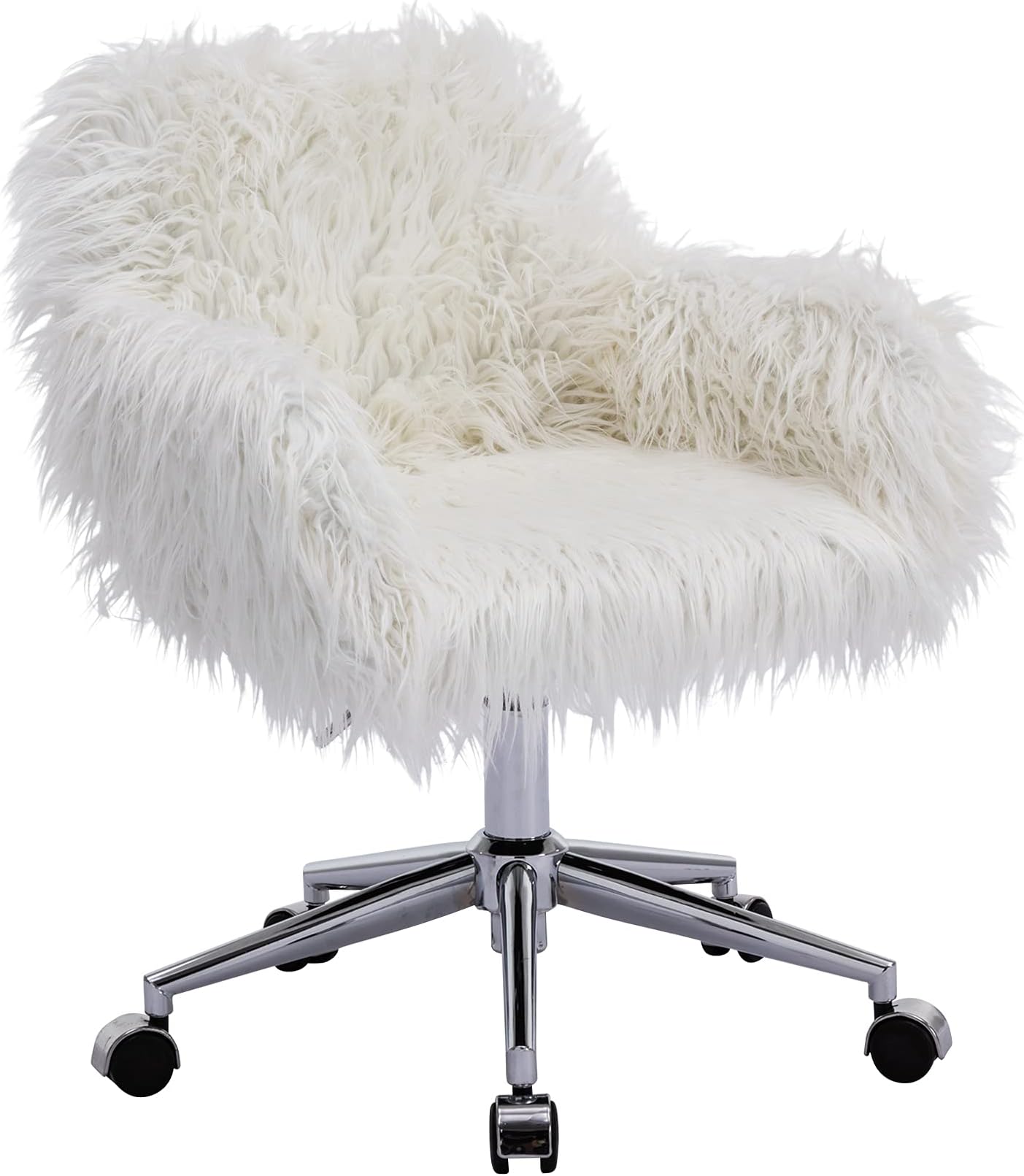 Amazon.com: KCC Fluffy Office Desk Chair, Faux Fur Modern Swivel ...