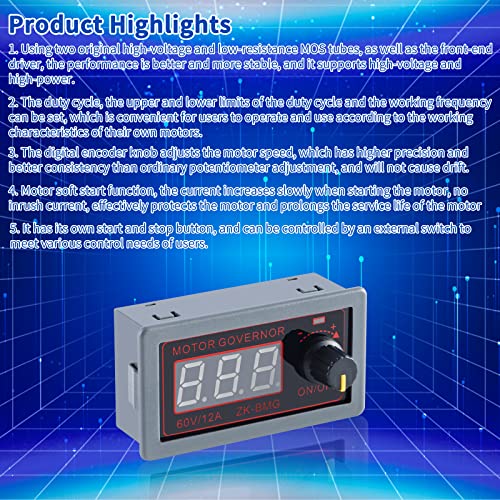 Snapklik.com : ZK-BMG DC Motor Speed Controller, DC Motor Controller 9V-60V/12A/500W DC Encoder ...