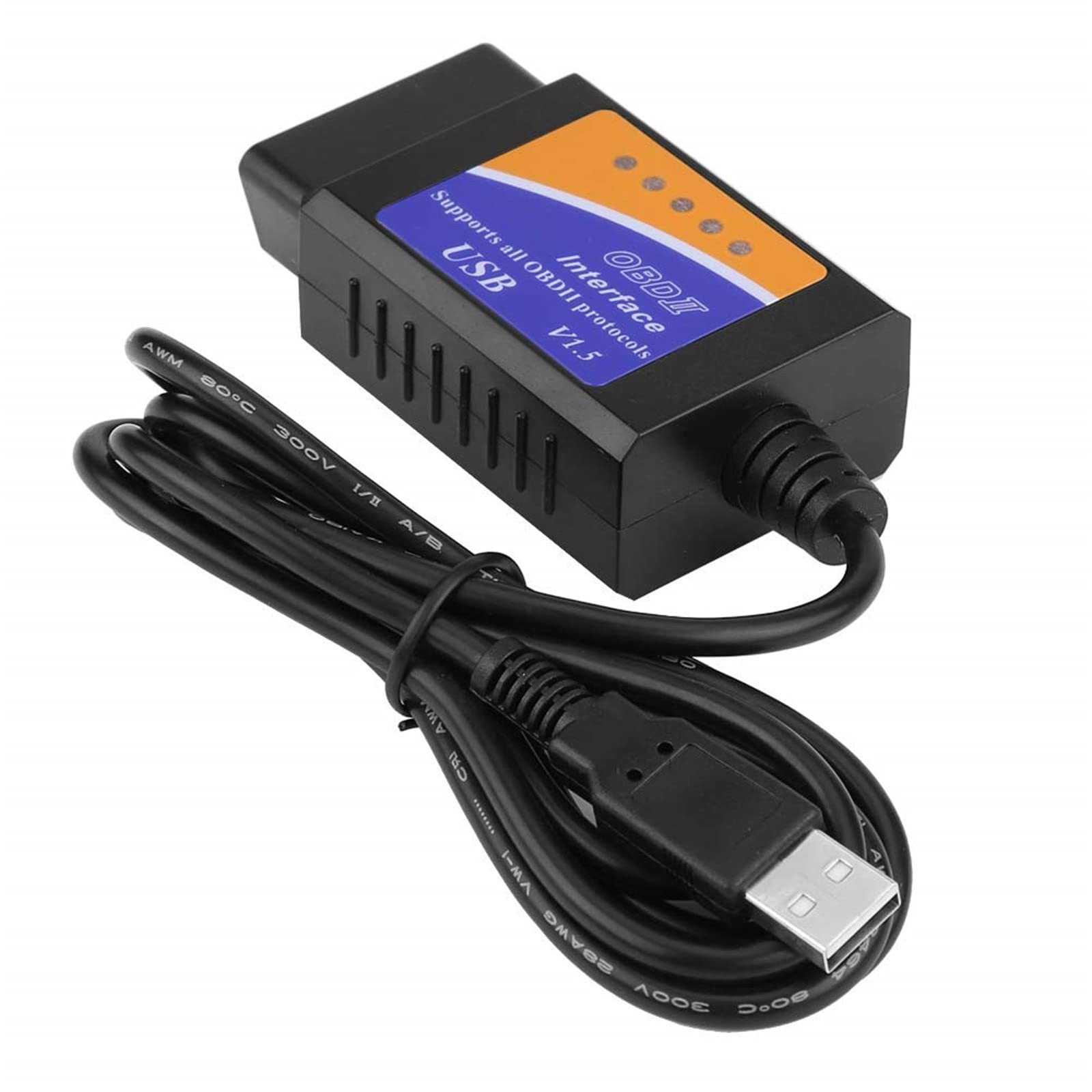 Buy OBD2 USB Cable, Car USB Connector V1.5 OBD2 Diagnostic Cable ...